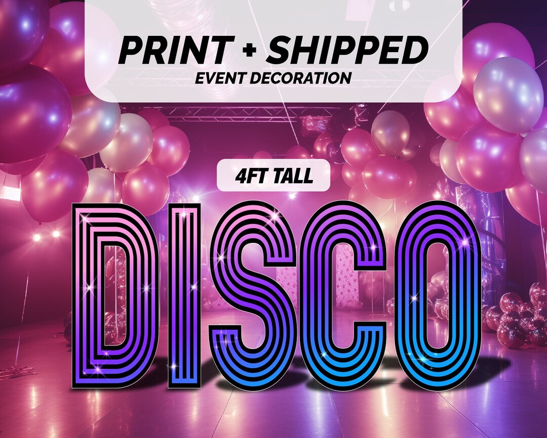 Colorful DISCO Letters. Coroplast Cutouts. Centerpieces, Backdrop Party ...