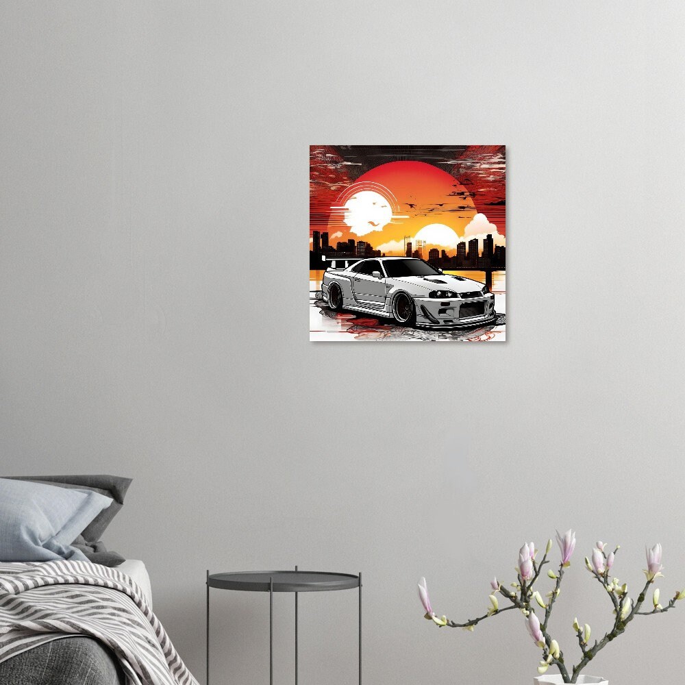 Nissan Skyline GT-R R34 sunrise Premium Quality Paper Poster 50x50cm ...