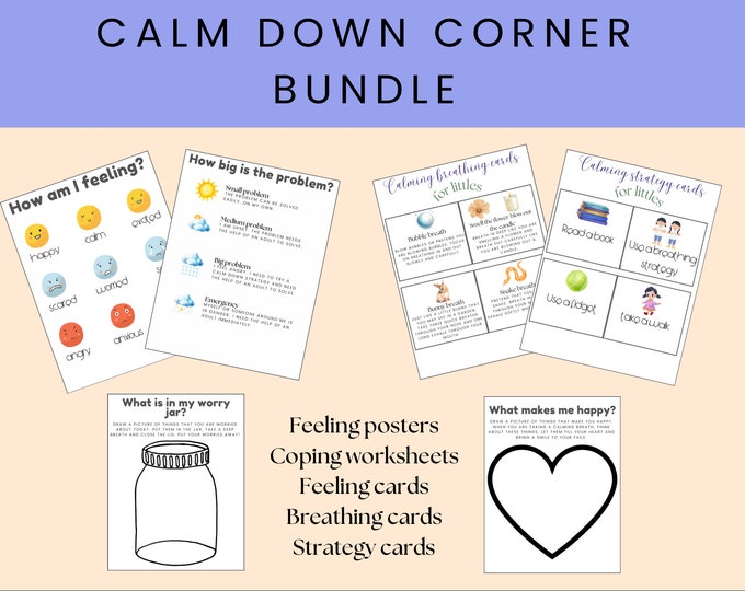 Calm Down Corner Bundle, Coping Skills for Kids, Elementary, Homeschool ...