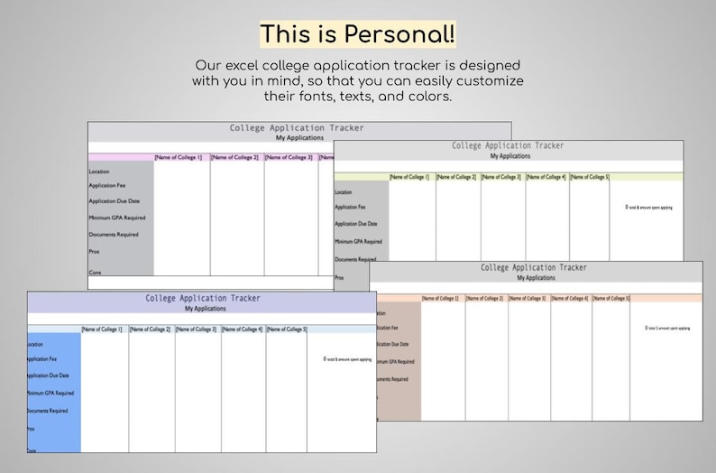 College Application Tracker-excel Sheet-pdf-instant Download - Etsy