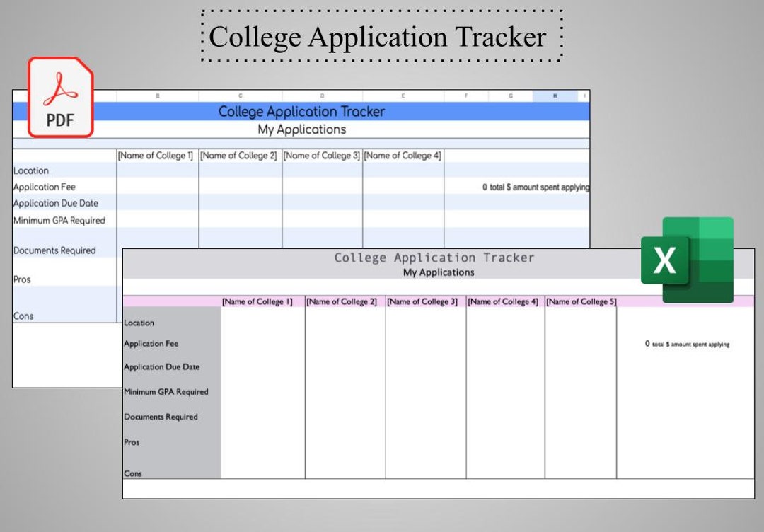 College Application Tracker-excel Sheet-pdf-instant Download - Etsy