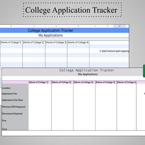 College Application Tracker-excel Sheet-pdf-instant Download - Etsy