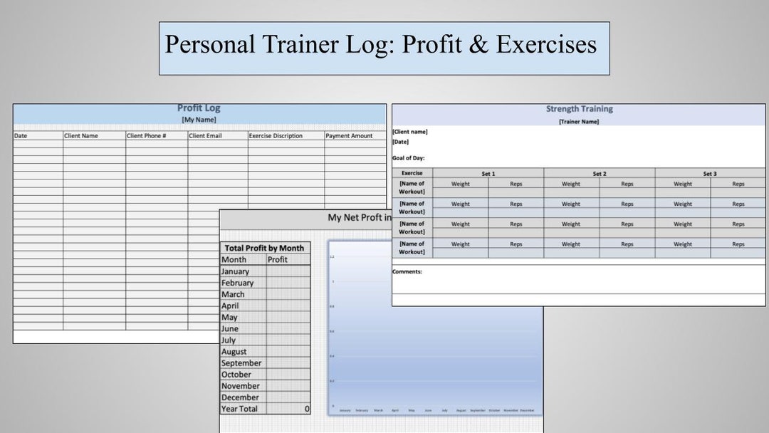 Personal Trainer Log- Excel- Instant Download-profit Log-strength ...