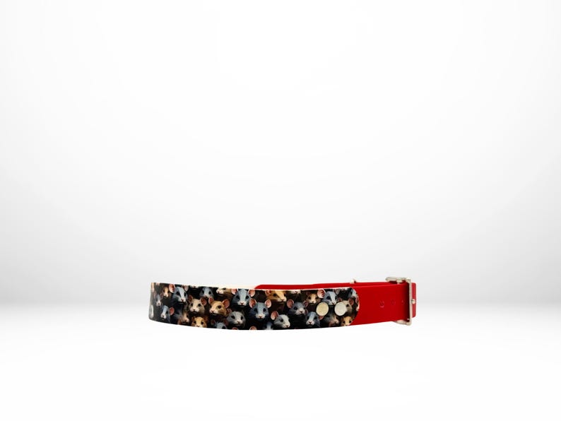 16-19 Inch Mouse / Rats With Red Accent UV Printed Biothane Tapered Dog ...