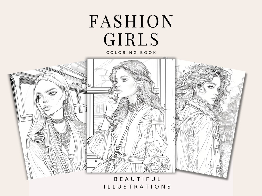Fashion Girls Coloring Book | Travel & Style Illustrations (PDF) - Etsy
