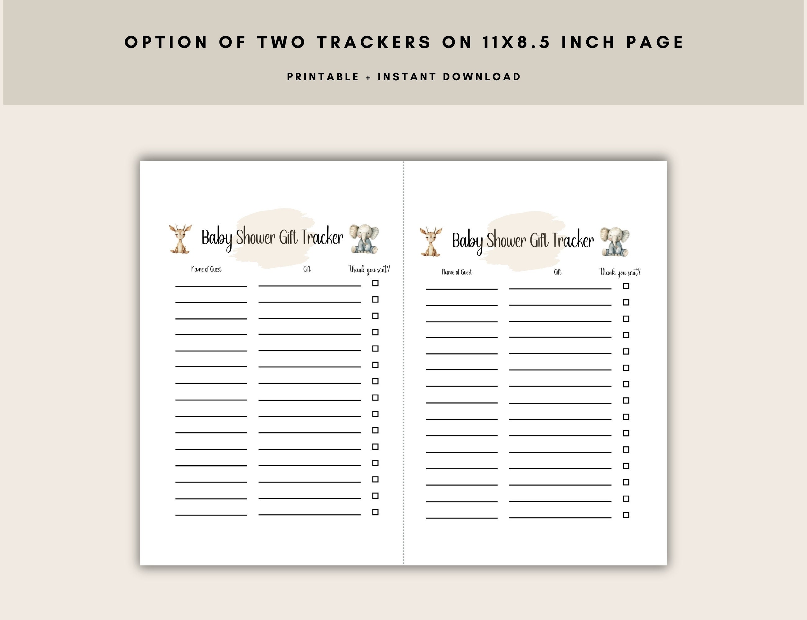 Baby Shower Gift Tracker Printable, Baby Shower Gift List, Gift List ...