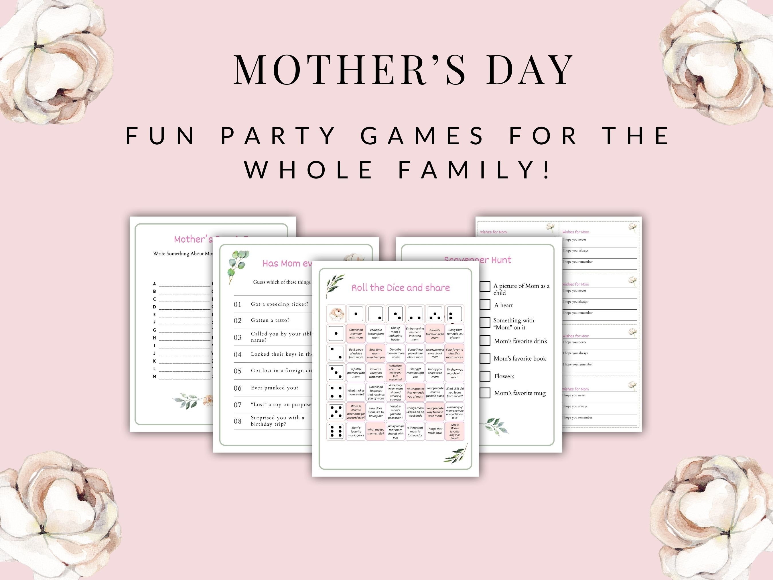 Mother's Day Game Bundle, Mother's Day Printable Game, Mother's Day ...