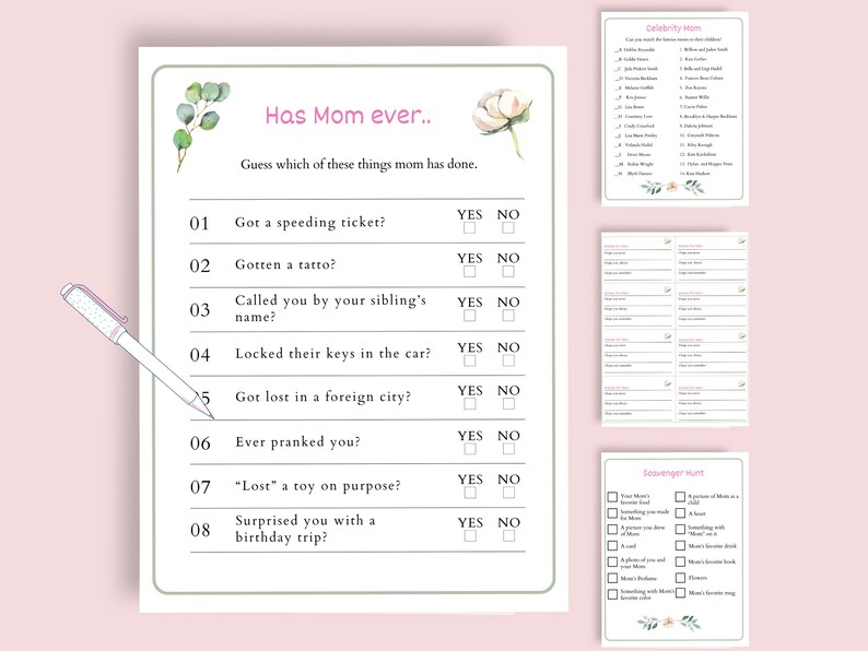 Mother's Day Game Bundle, Mother's Day Printable Game, Mother's Day ...