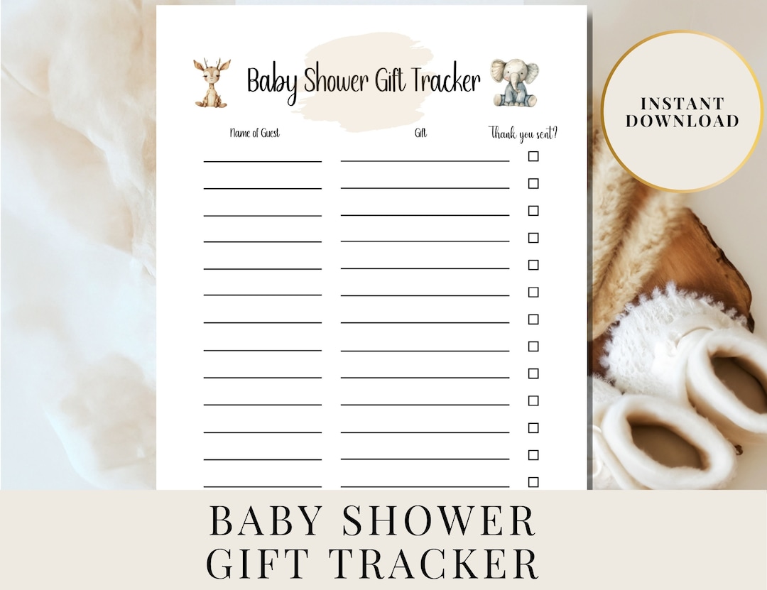 Baby Shower Gift Tracker Printable, Baby Shower Gift List, Gift List ...