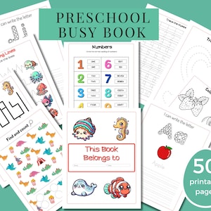 Preschool Busy Book Printable, Toddler Learning Binder, Kids Quiet Book ...