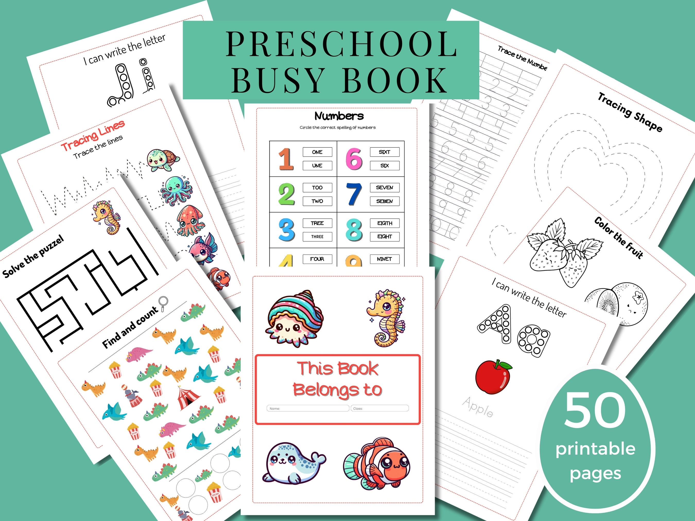 Preschool Busy Book Printable, Toddler Learning Binder, Kids Quiet Book ...