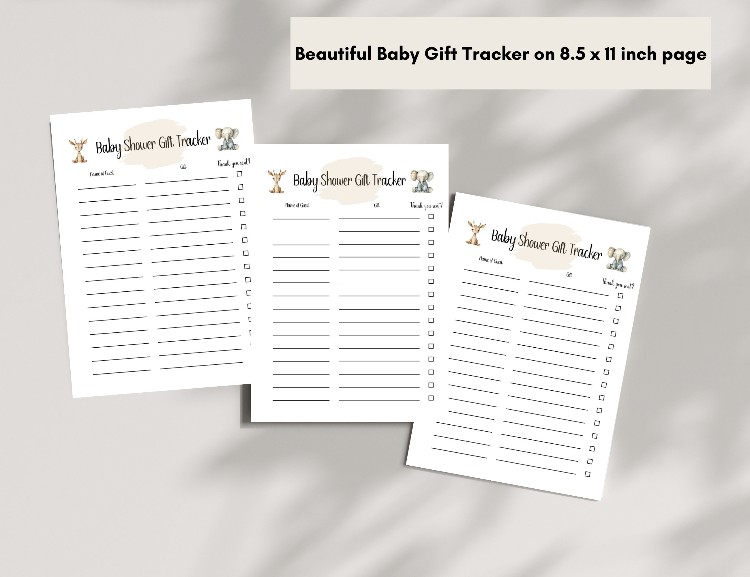 Baby Shower Gift Tracker Printable, Baby Shower Gift List, Gift List ...