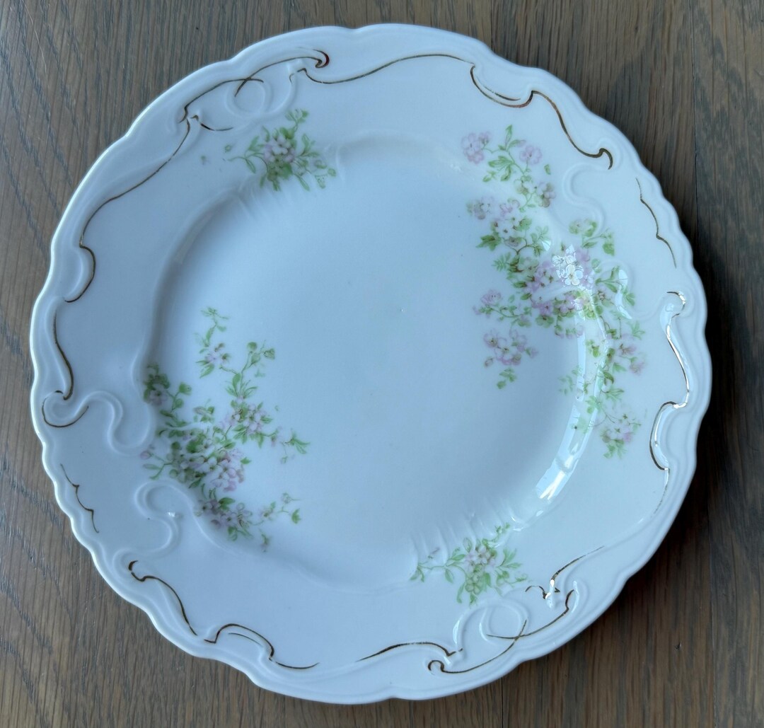 Vintage Bavarian Porcelain Pink Green White Floral 7" Plate Bavaria ...