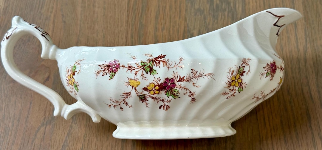Vintage Myott Heritage White Floral Gravy Boat England - Etsy