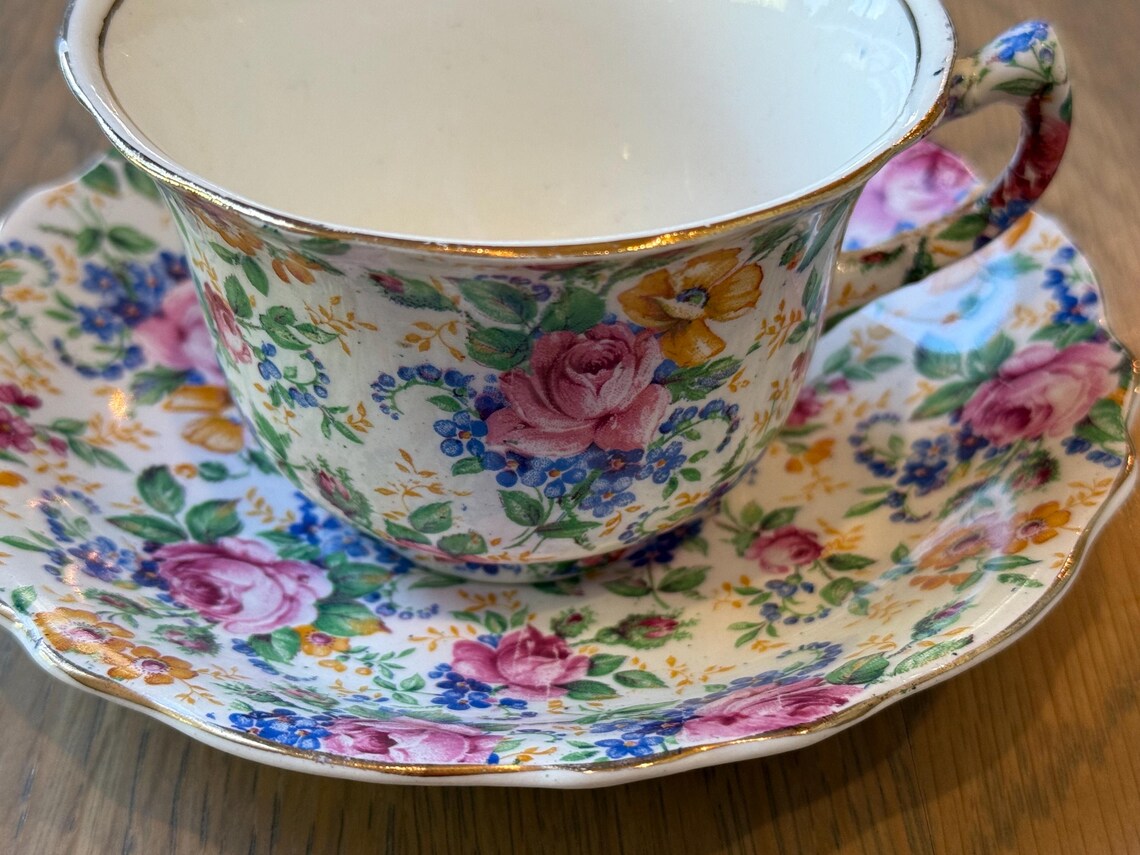 Antique James Kent Fenton Rosalynde Floral Chintz Teacup England - Etsy