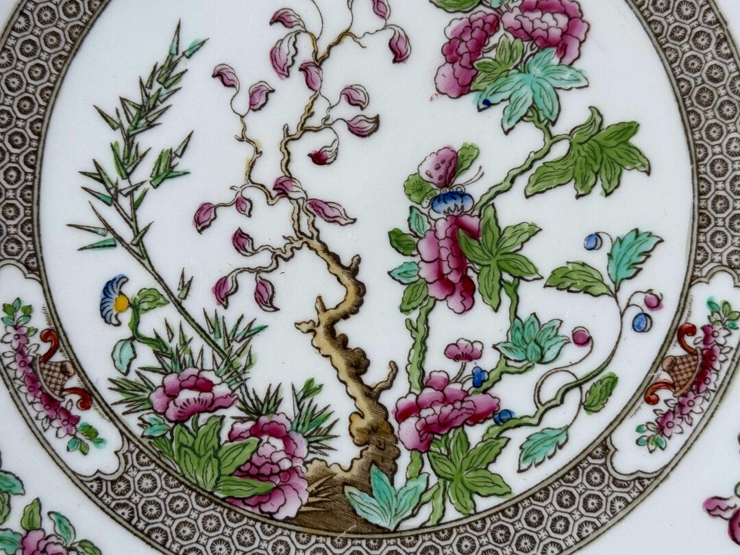 Vintage Pink and Green Indian Tree Plate 9" England - Etsy