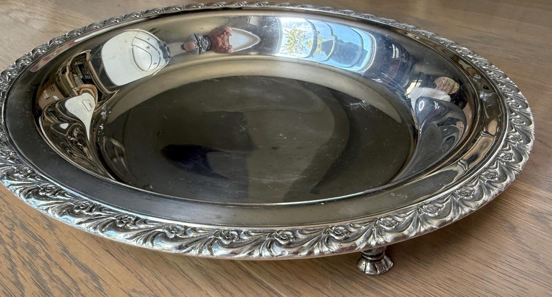Vintage Silverplate Serving Bowl With Feet 11" - Etsy