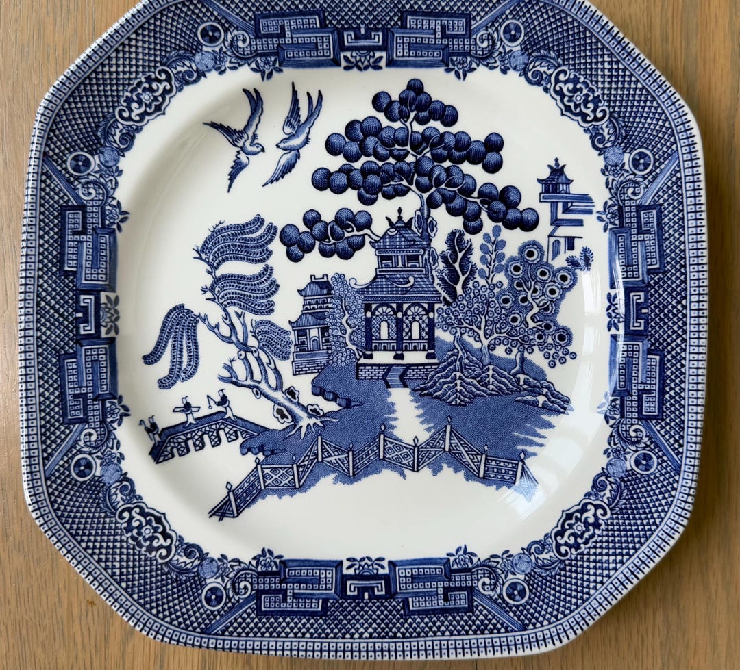 Vintagr Johnson Brothers Willow Blue Square Plate 7 3/4 England - Etsy