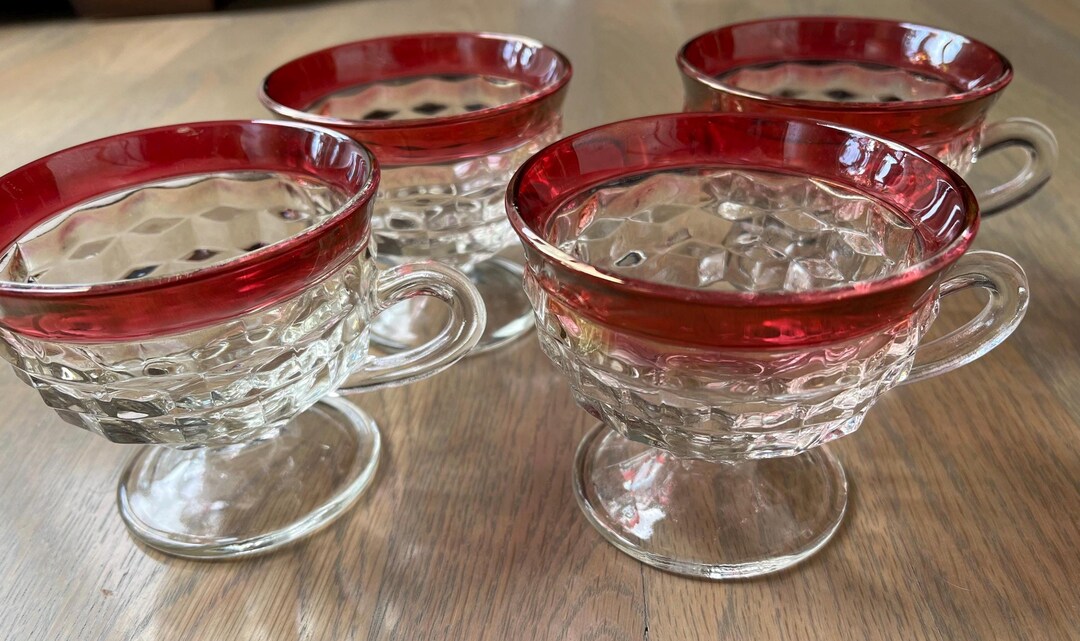 4 Vintage Ruby Red Glasses - Etsy