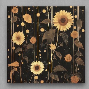 Set of 4 Sunflower Prints – Rustic Botanical Decor With Black ...