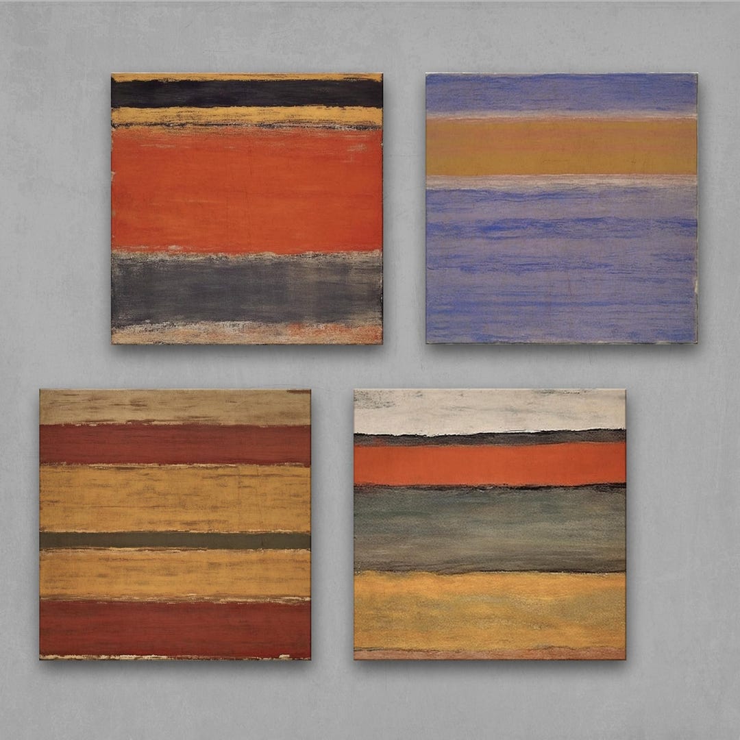 Modern Rustic Abstract Art Set – Earthy Striped Art Prints, Minimalist ...