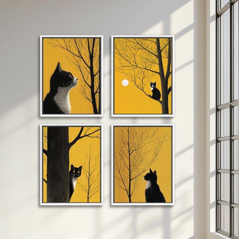 Tuxedo Cat Art - Etsy