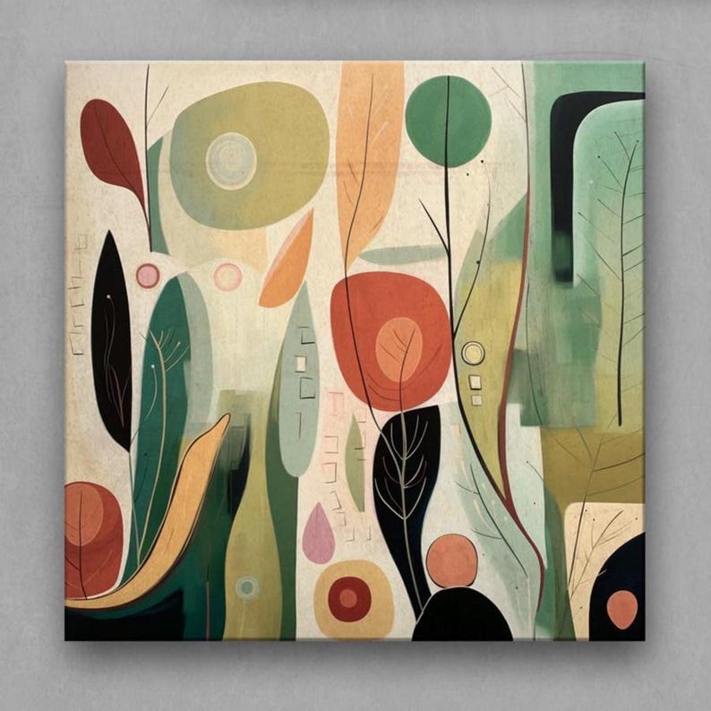 Mid Century Modern Botanical Art Prints - Set of 4 - Geometric Gallery ...