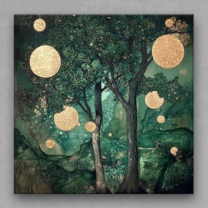 Set of 4 Enchanted Forest Wall Art Prints – Mystical Green Woodland ...