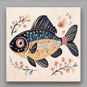 Set of 4 Boho Fish Art Prints | Whimsical Coastal Wall Art for Kids ...