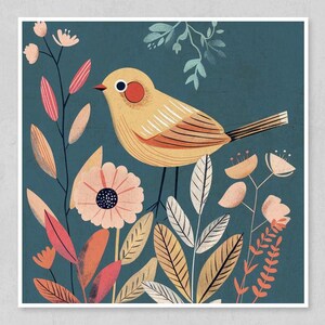 Colorful Birds and Florals Wall Art Set– Ready 2 Frame Nature Prints ...