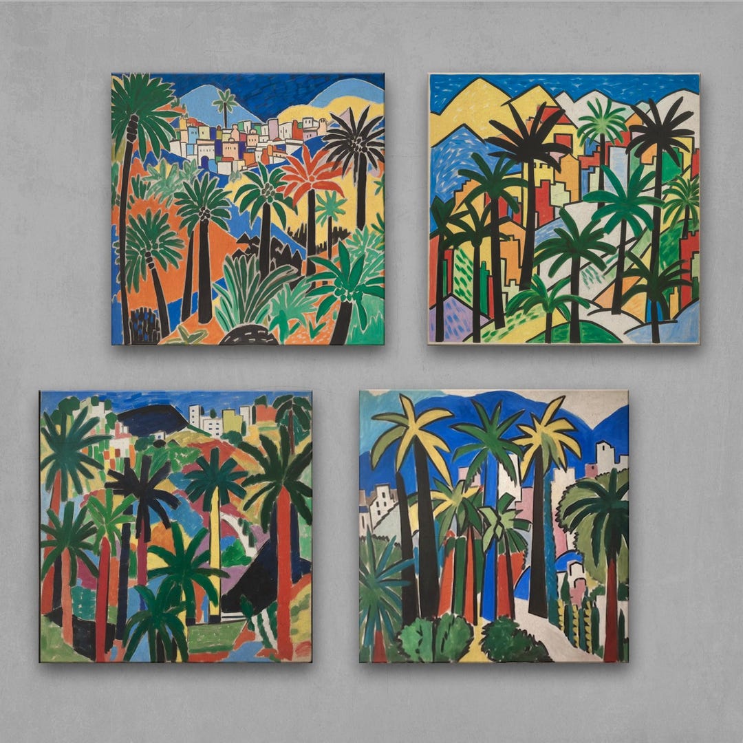 Colorful Palm Tree Art Prints Set – Tropical Wall Decor 4XB240 - Etsy