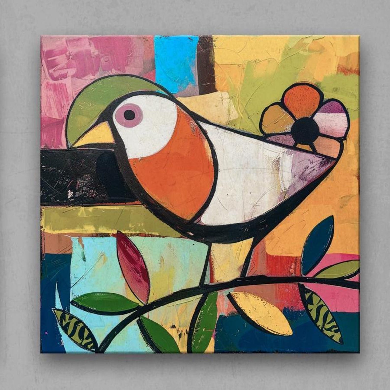 Abstract Bird Art Prints – Modern Cubist Style, Set of 4, 4XB467 - Etsy