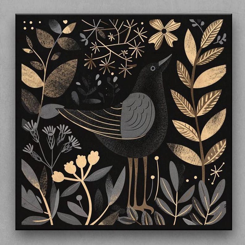 Dark and Neutral Bird Wall Art Set of 4 – Nature-inspired Prints for ...