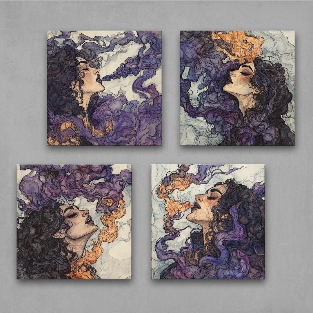 Abstract Smoke Art Prints – Feminine Surreal Wall Art Set, Mystical and ...