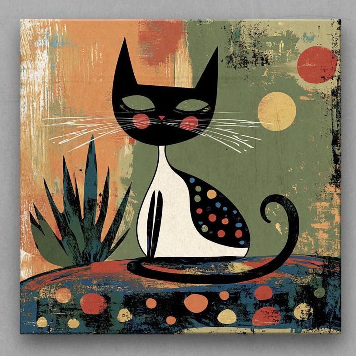 Mid-century Modern Cat Art Print Set – Retro Wall Decor 4XB058 - Etsy
