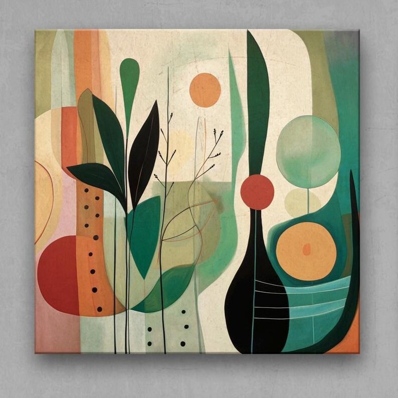 Mid Century Modern Botanical Art Prints - Set of 4 - Geometric Gallery ...