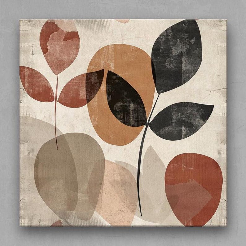Abstract Botanical Wall Art Set of 4 - Modern Minimalist Prints With ...
