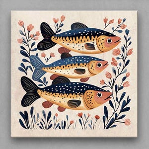 Set of 4 Boho Fish Art Prints | Whimsical Coastal Wall Art for Kids ...