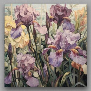 Iris Flower Wall Art Set of 4 Botanical Floral Prints for Cottagecore ...