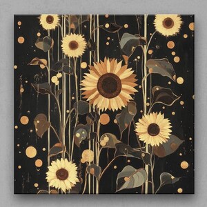 Set of 4 Sunflower Prints – Rustic Botanical Decor With Black ...
