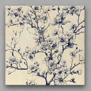 Rustic Floral Wall Art Set | Blue Floral Canvas Prints | Vintage ...