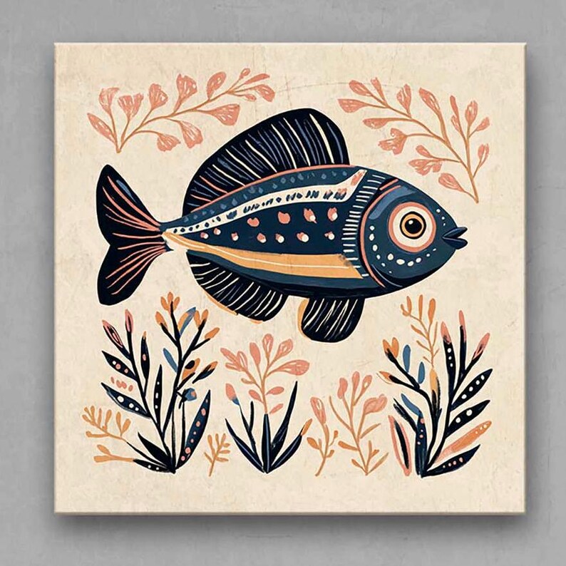 Set of 4 Boho Fish Art Prints | Whimsical Coastal Wall Art for Kids ...