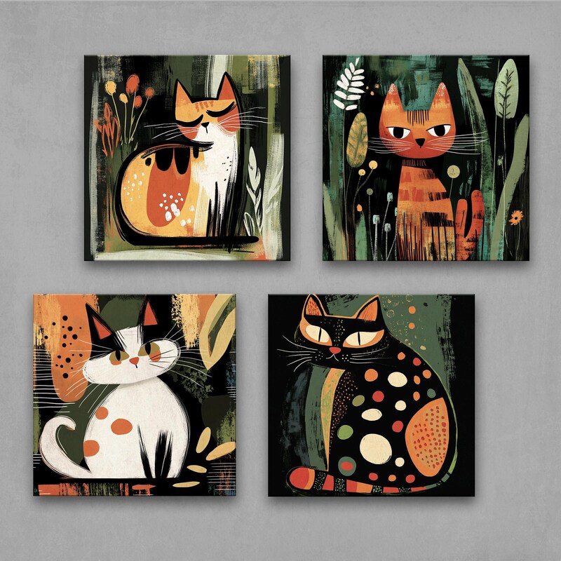 Modern Cat Art - Etsy