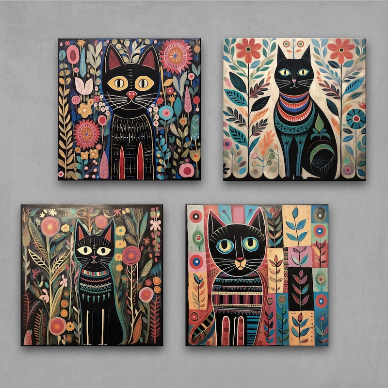 Whimsical Cat Art - Etsy