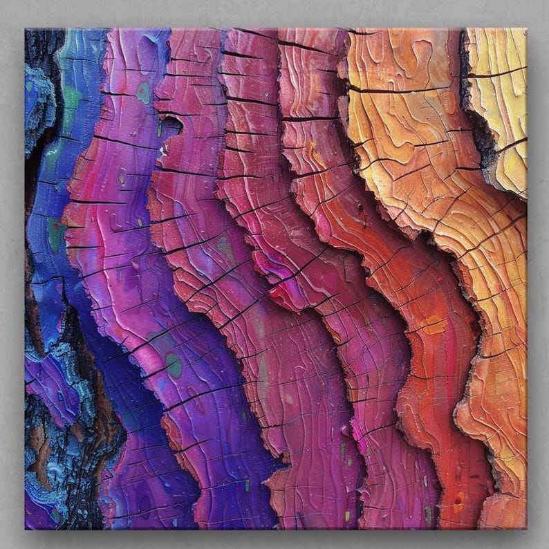 Colorful Tree Ring Canvas Print Set: Abstract Wood Grain Art 4XB112 - Etsy