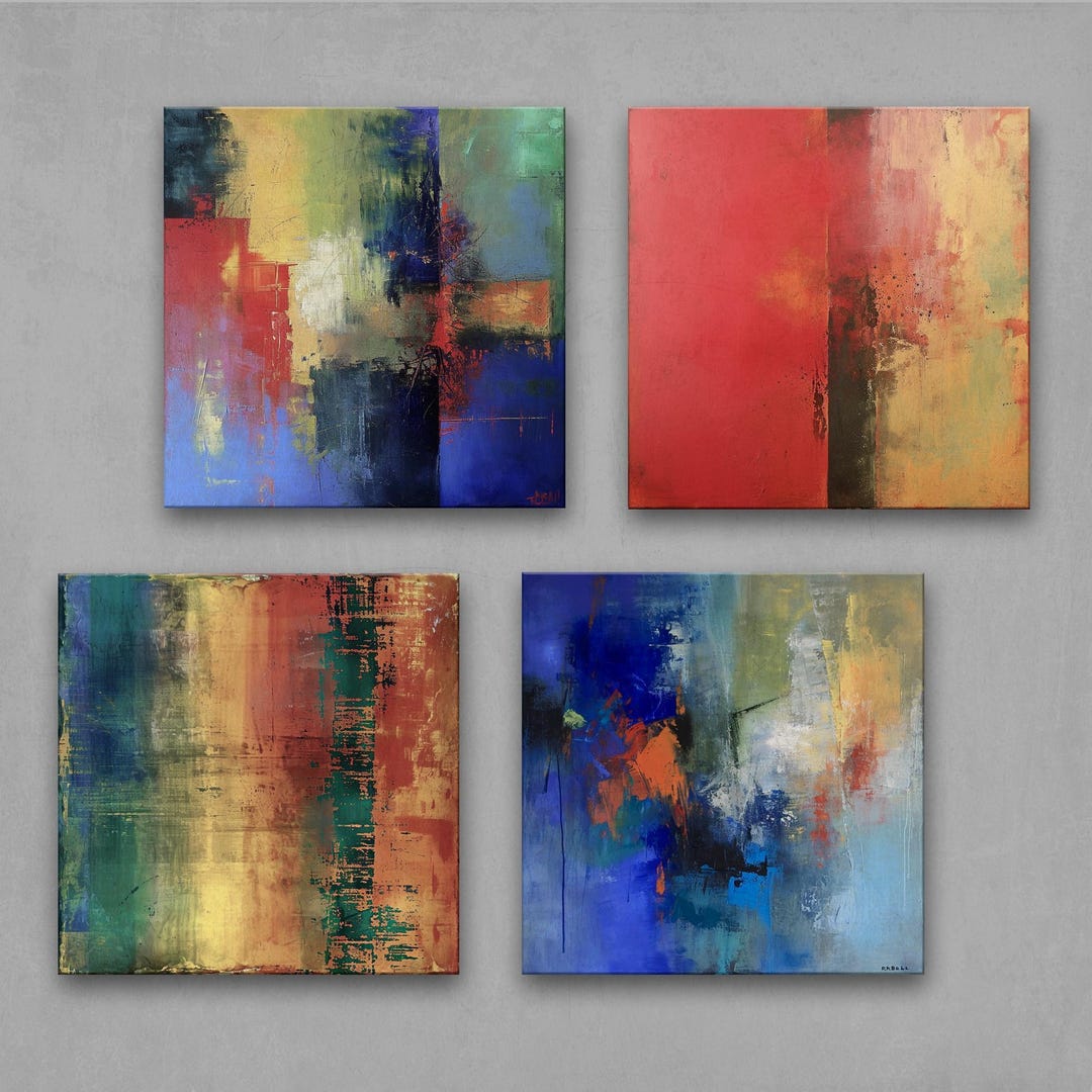 Abstract Colorful Wall Art Set – Modern Expressionist Paintings ...