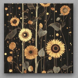 Set of 4 Sunflower Prints – Rustic Botanical Decor With Black ...