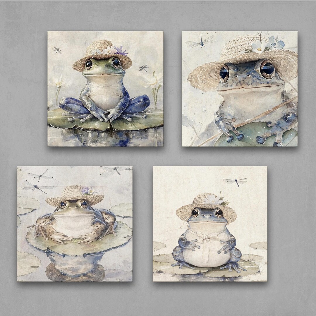 Whimsical Frog Wall Art - Cottagecore Frog Prints, Cute Farmhouse Decor ...