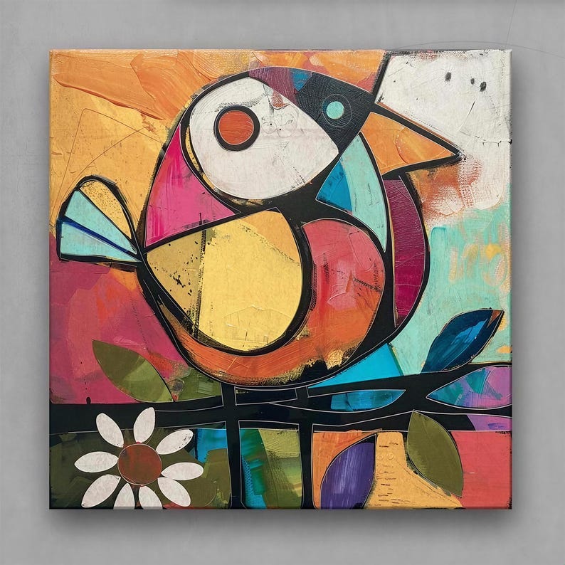 Abstract Bird Art Prints – Modern Cubist Style, Set of 4, 4XB467 - Etsy