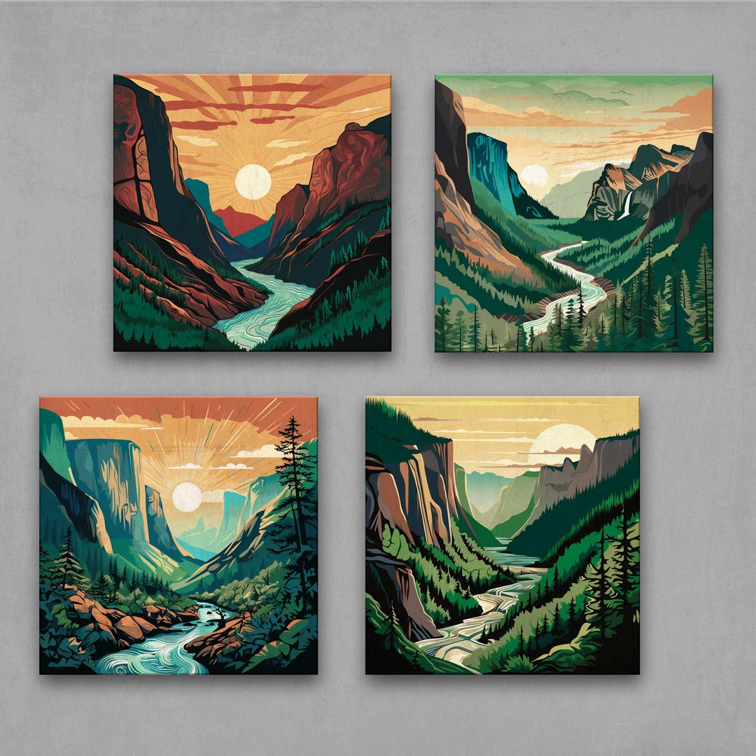 Yosemite National Park Art Print | Vintage National Park Illustration ...